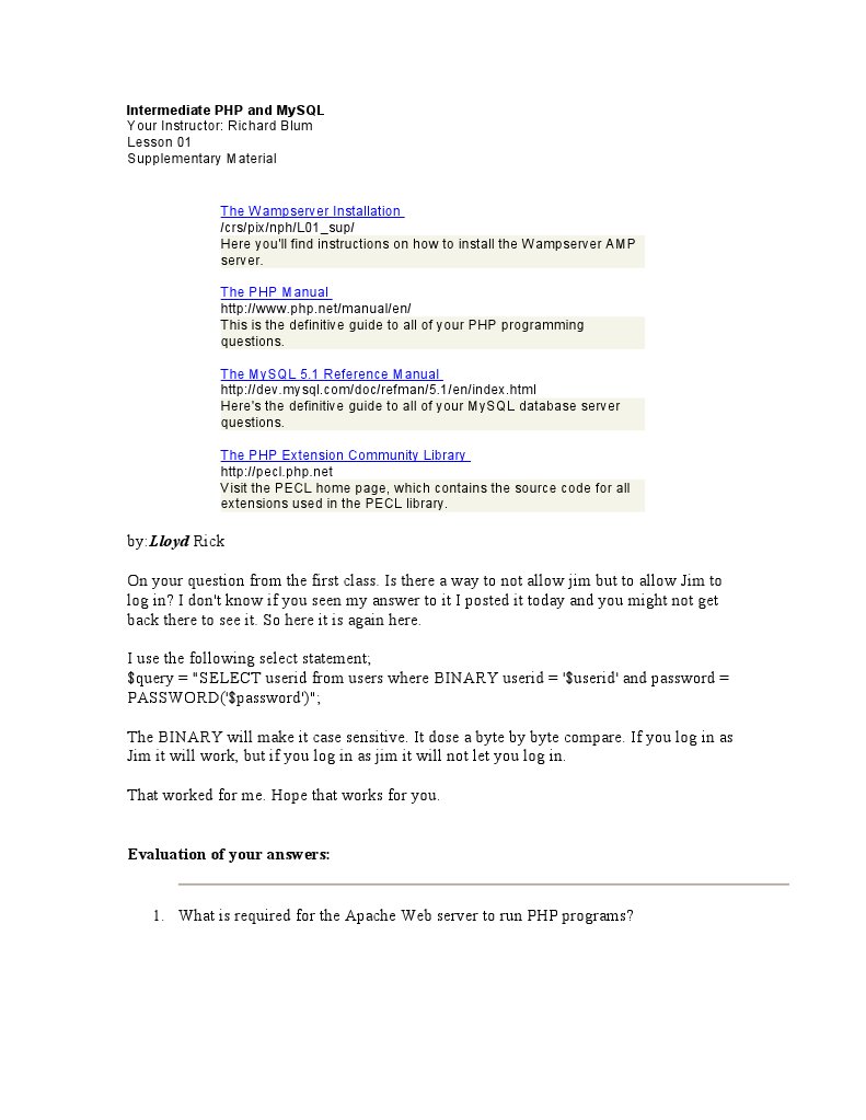 Intermediate PHP and Mysql: The Wampserver Installation | PDF | Php | Apache Http Server