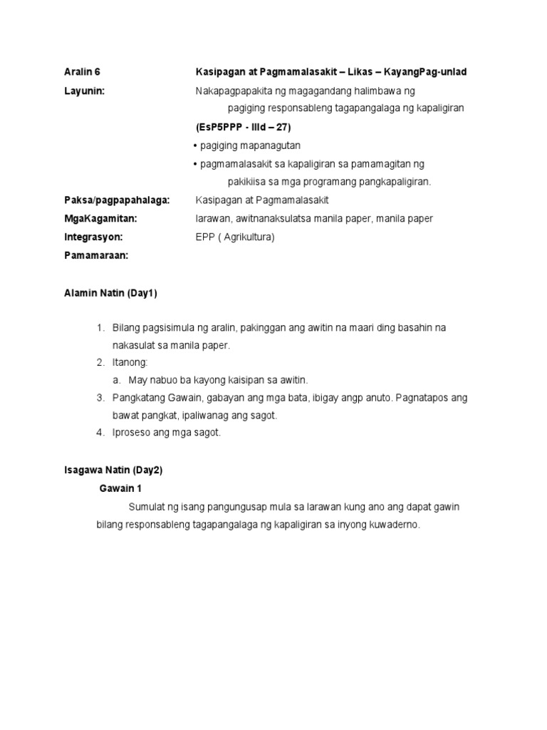 g5 TG Esp q3 Week 6 | PDF