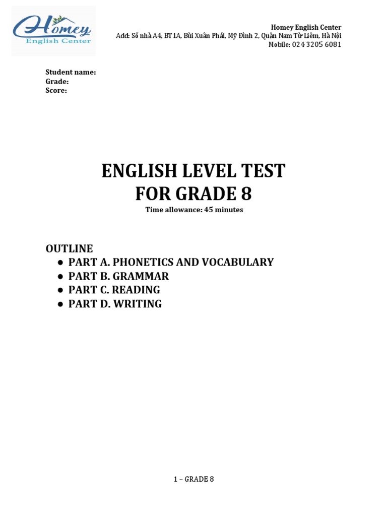 Grade 8 English Level Test PDF | PDF | Thomas Edison