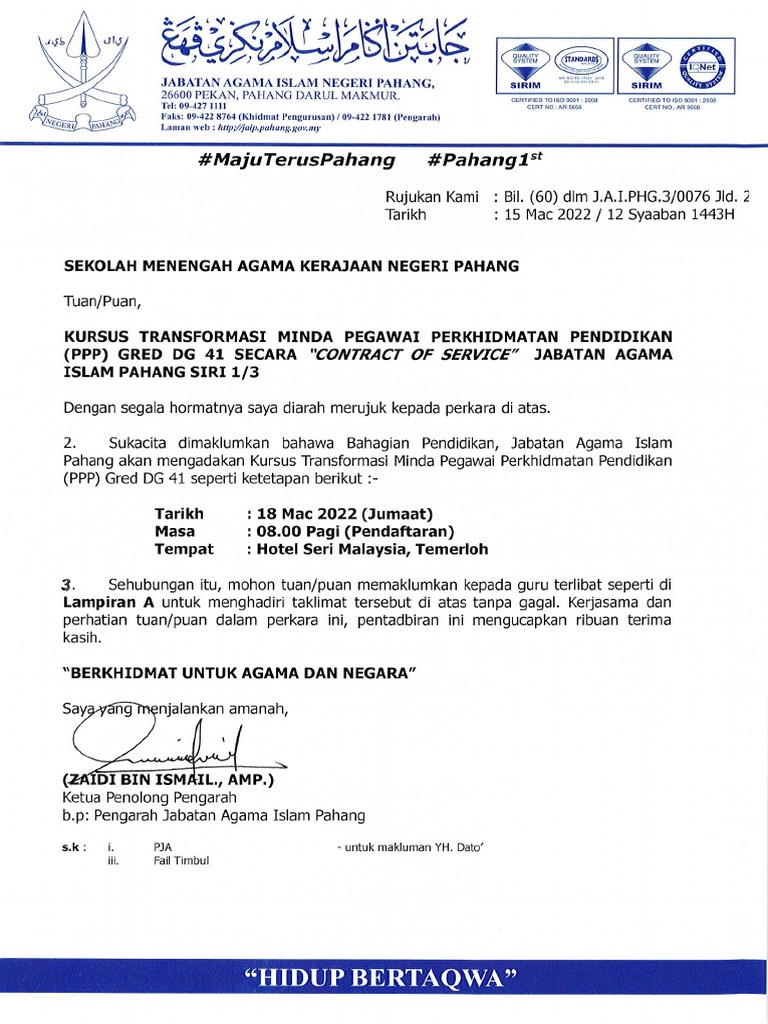 Kursus Transformasi Minda DG41 Cos | PDF