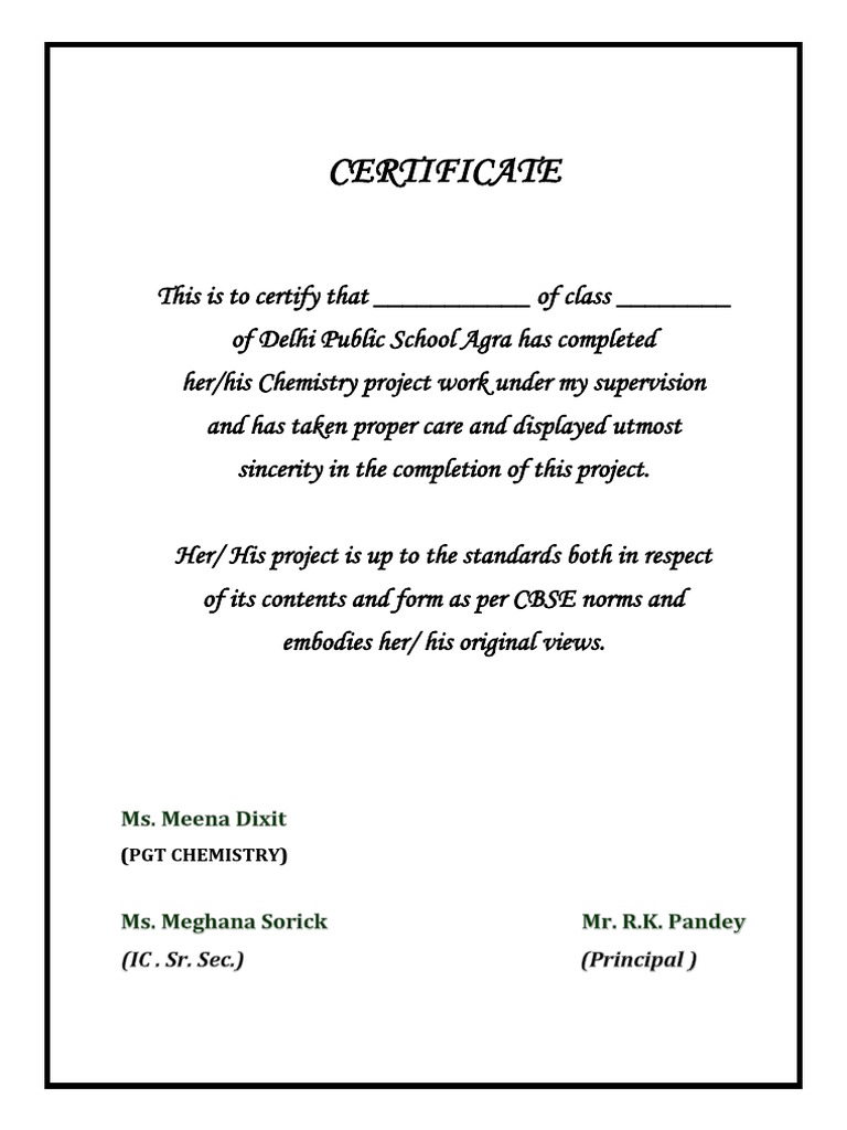 Certificate: (PGT Chemistry) | PDF