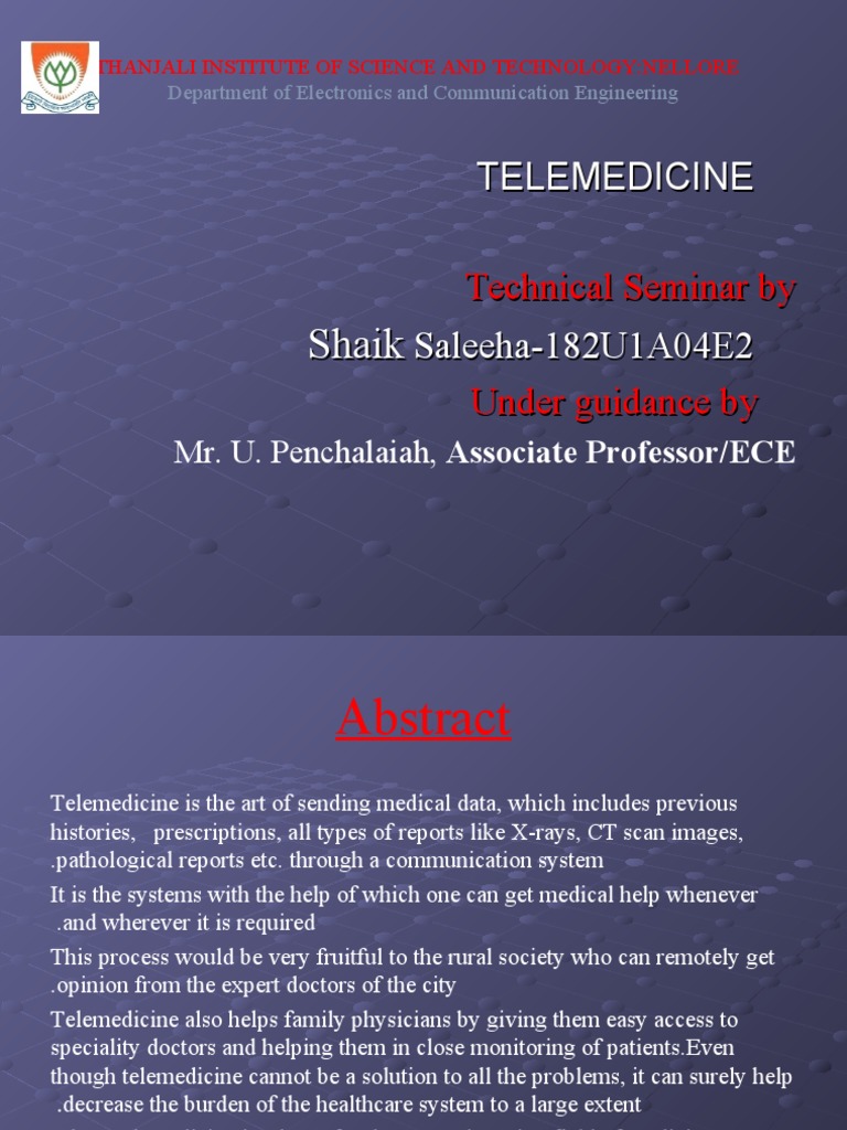 Telemedicine PPT 1 | PDF | Public Services | Social Programs