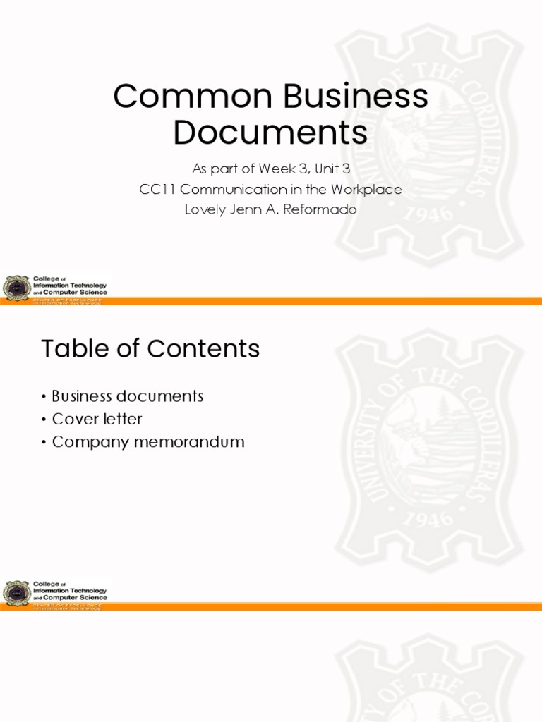 3.1 - Common Business Documents | PDF | Memorandum | Communication