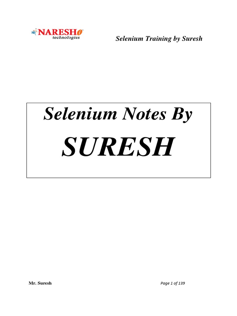 Selenium Suresh V004 | PDF | Selenium (Software) | Java (Software Platform)