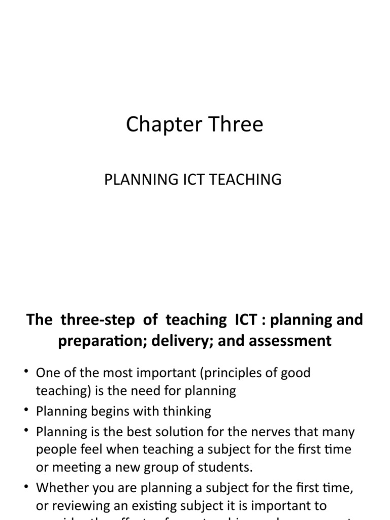 Chapter Three: Planning Ict Teaching | PDF | Teaching Method | Lesson Plan