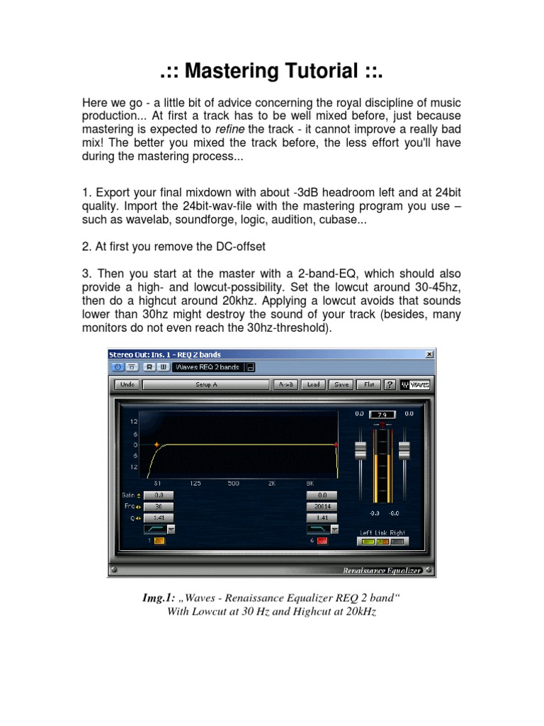 Mastering Tutorial English | Download Free PDF | Frequency | Equalization (Audio)
