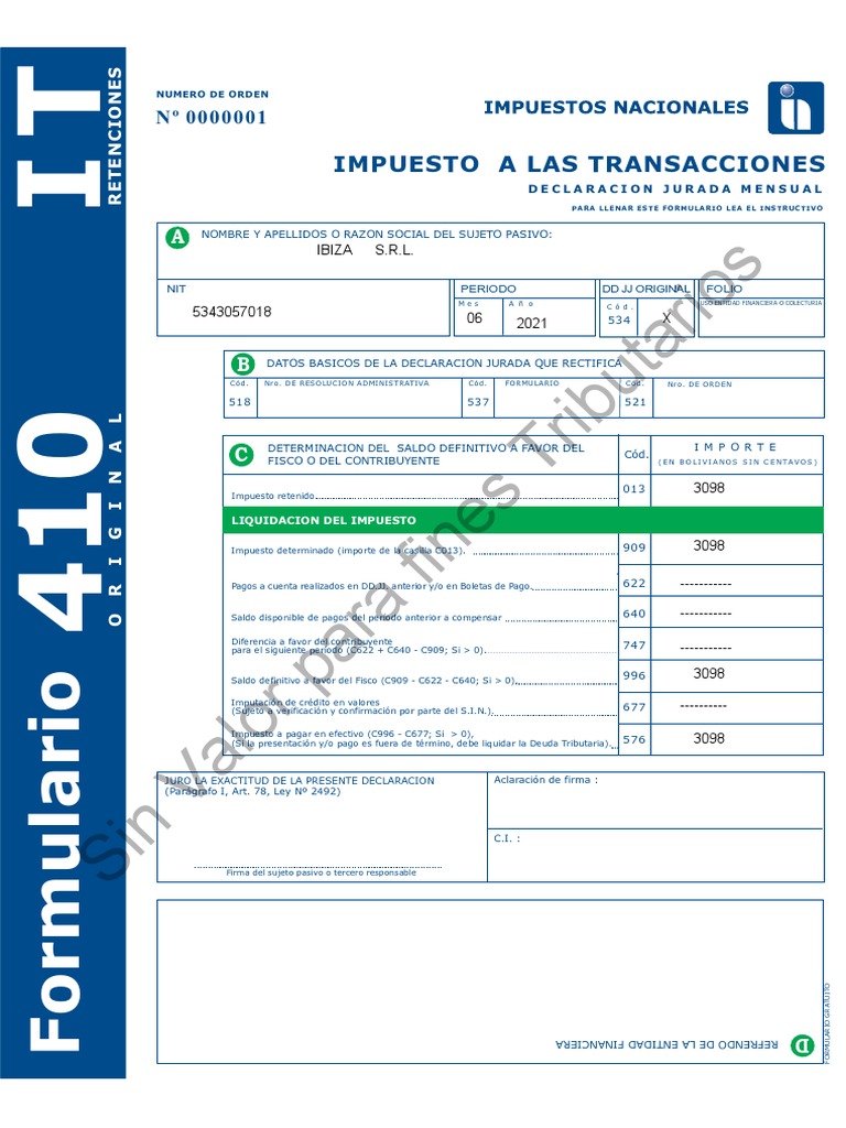 Form 410 | PDF | Impuestos | Servicios (economía)