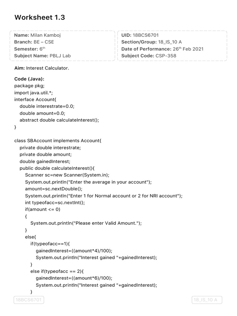 PBLJ Lab Worksheet 1.3 | PDF | Software Development | Software