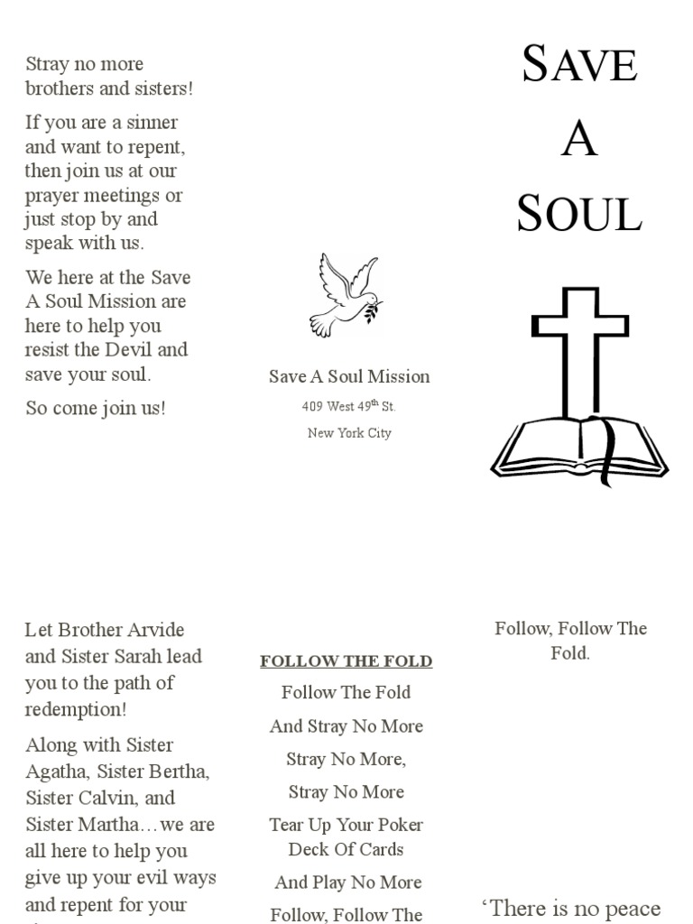 Save A Soul Mission: 409 West 49 St. New York City | PDF