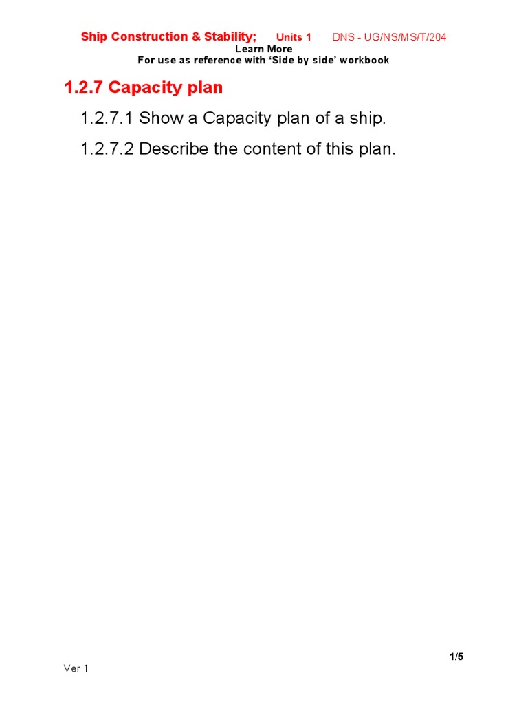 Ship Capacity Plan Overview | PDF