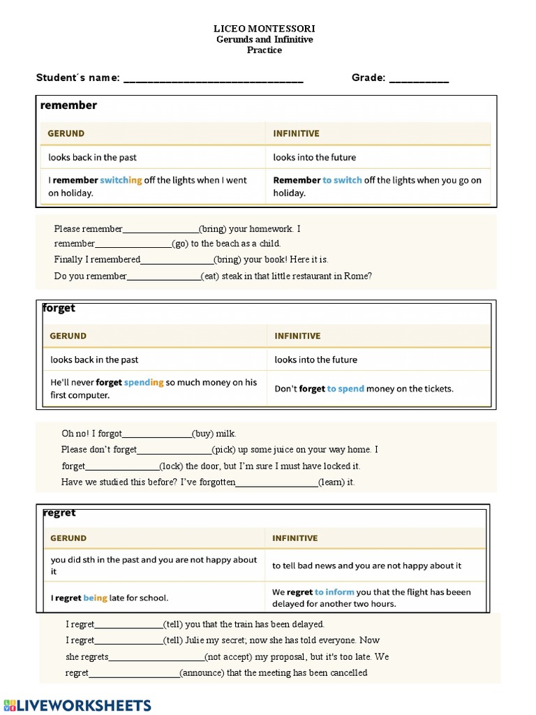 Gerunds and Infinitives Practice Worksheet | PDF
