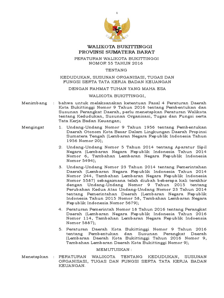 Perwako No 55 THN 2016 BKT | PDF