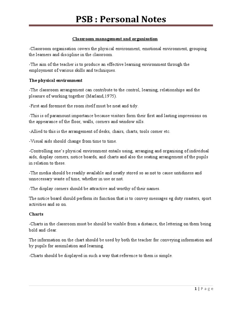 PSB Personal Notes | PDF | Teachers | Teaching Method