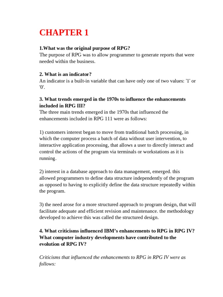 RPG Programming Notes | PDF | Programming | Computer Program