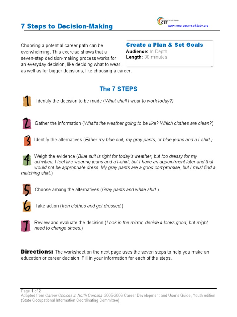 7-Steps-Decision-Making-Worksheet-converted | PDF | Decision Making ...