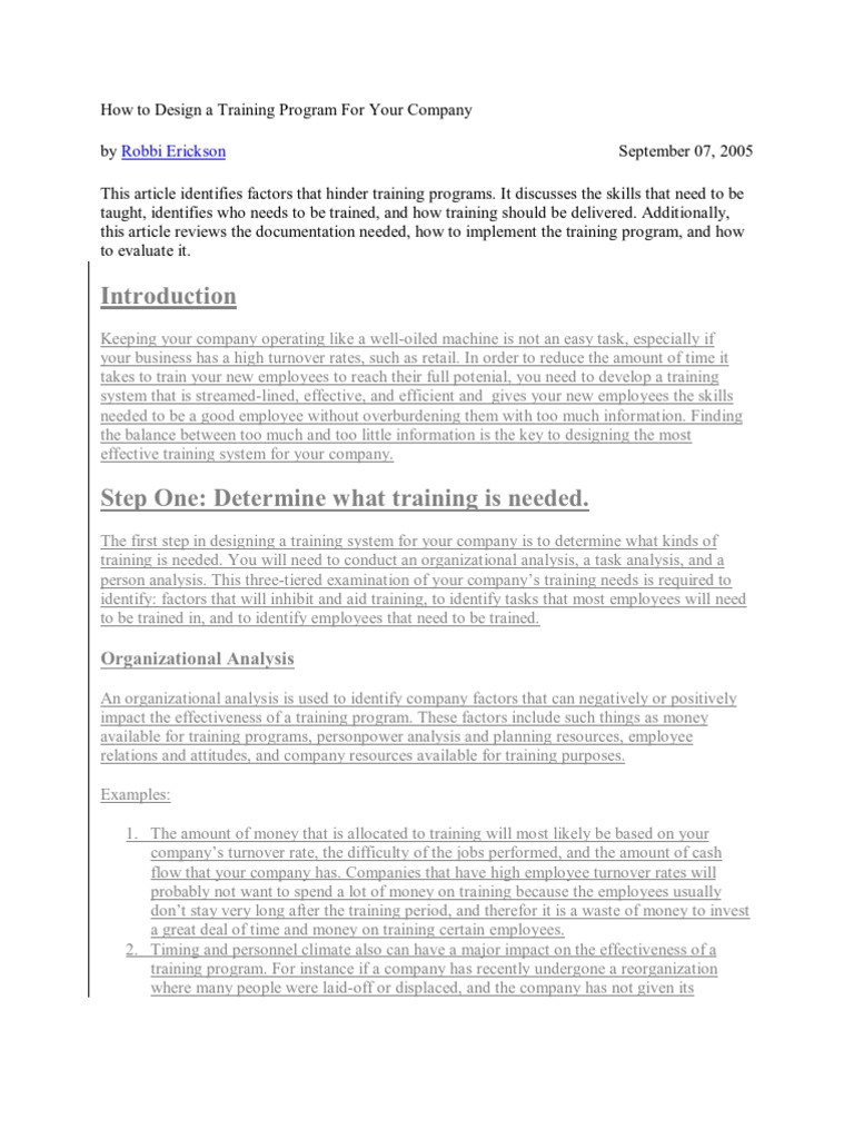 How To Design A Training Program For Your Company | PDF | Simulation ...