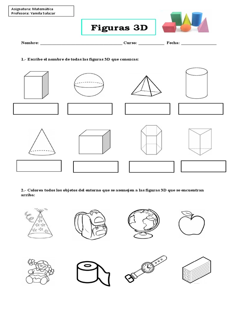 Actividades de Figuras 3D en Matemáticas | PDF