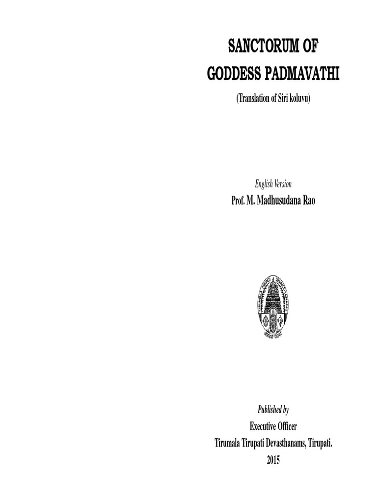 Sanctorom of Goddess Padmavathi English | PDF | Hindu Mythology | Hindu Deities