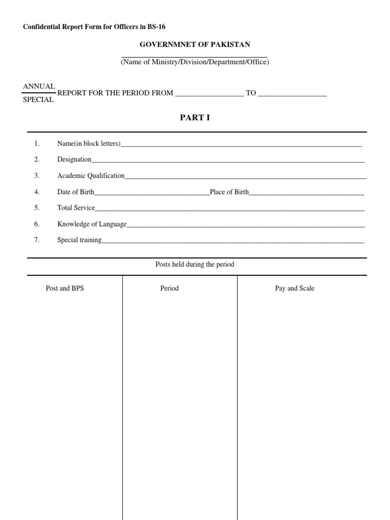 BS-16 Officer Performance Evaluation Form | PDF | Behavioural Sciences ...