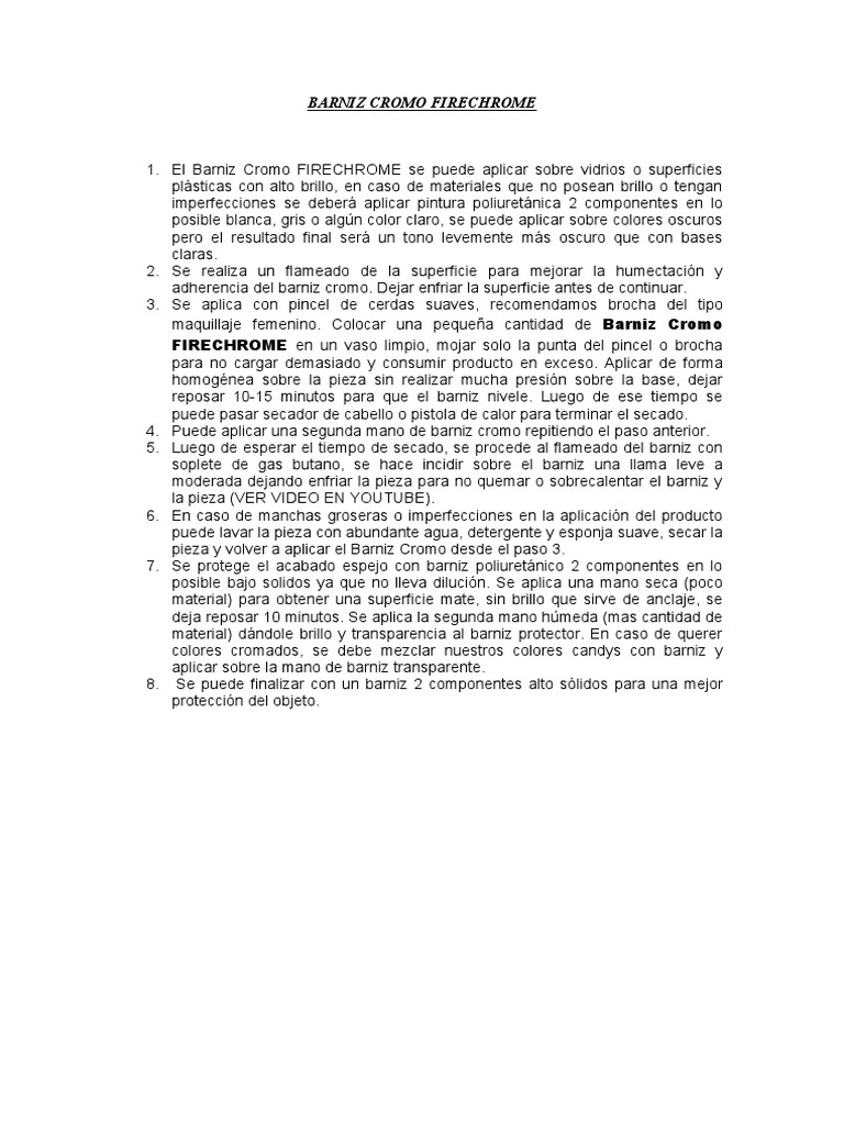 Barniz Cromo Firechrome | PDF