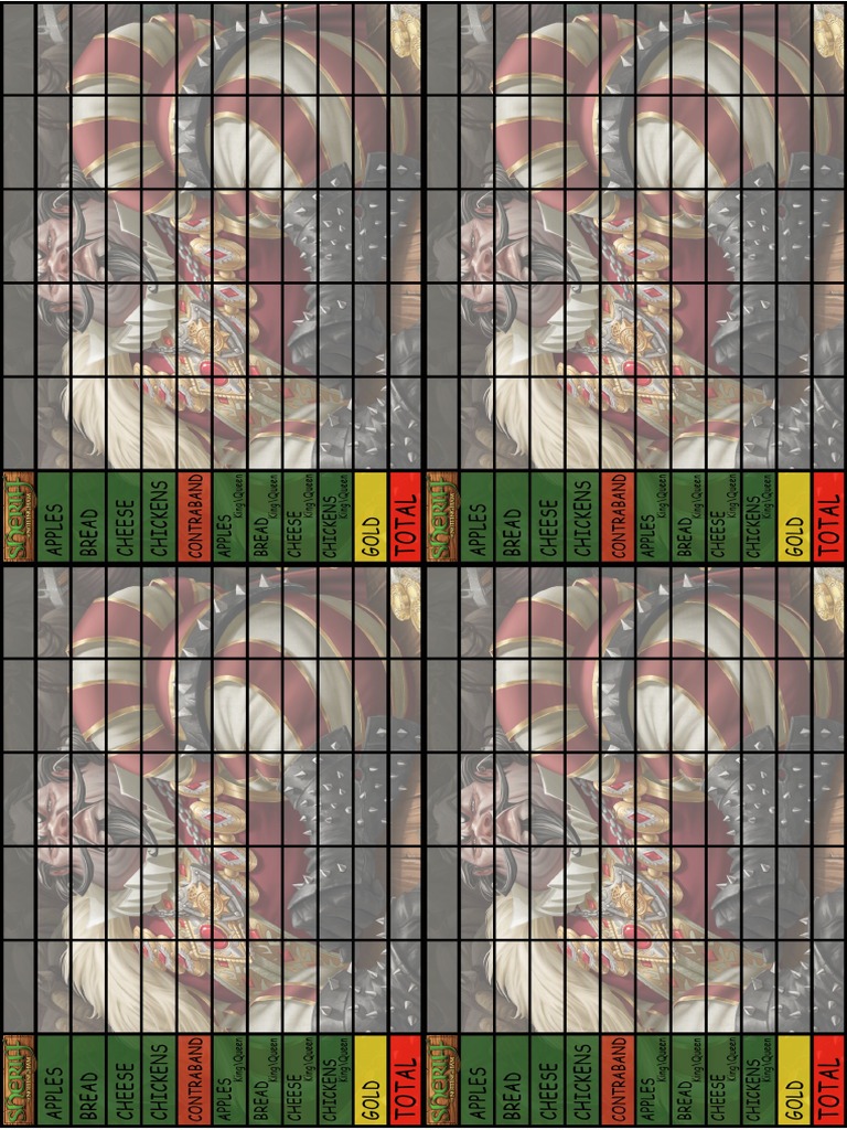 Sheriff of Nottingham Score Sheets | PDF