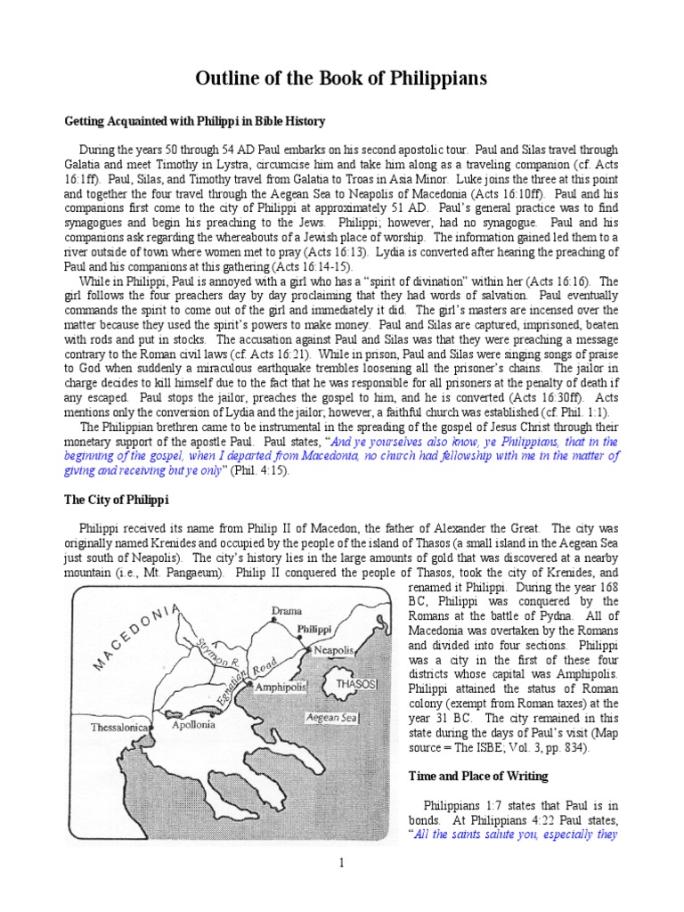 Outline of The Book of Philippians | PDF | Paul The Apostle | Saint Timothy