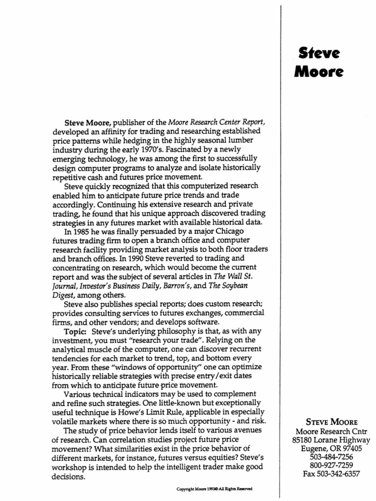 Steve Moore - Research Your Trade Workbook | PDF