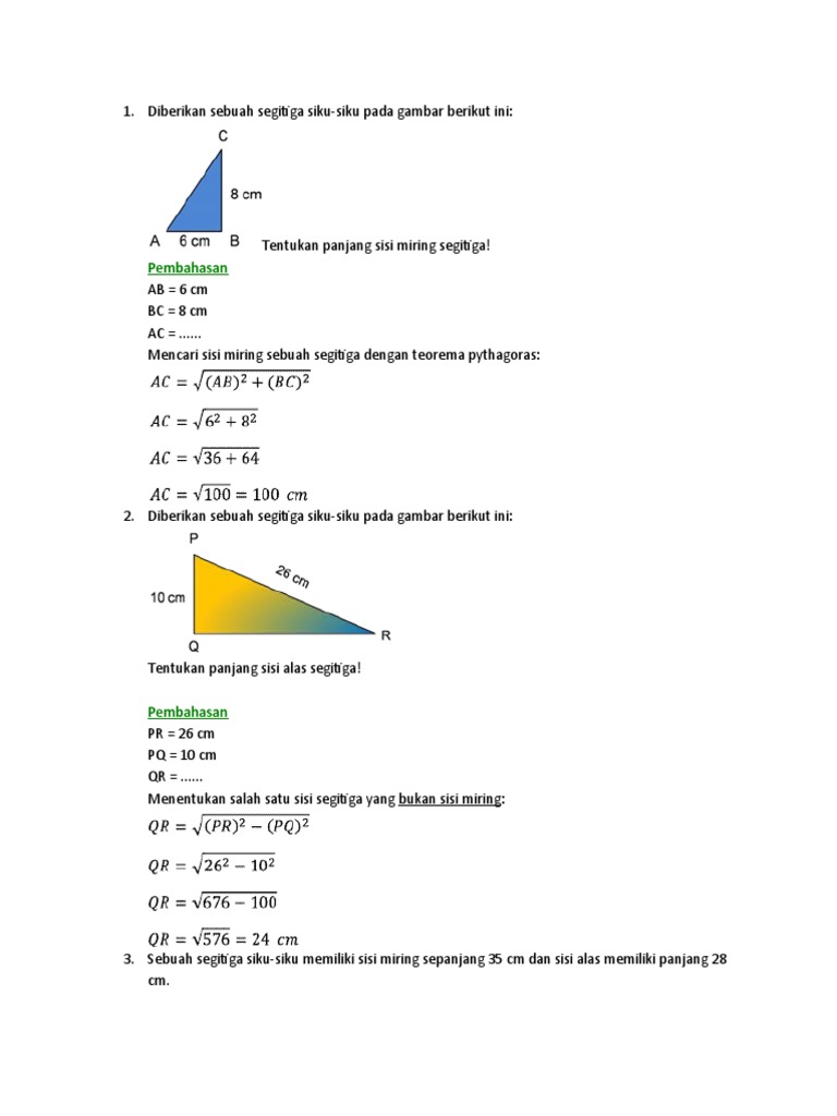 Contoh Soal Phytagoras Pdf