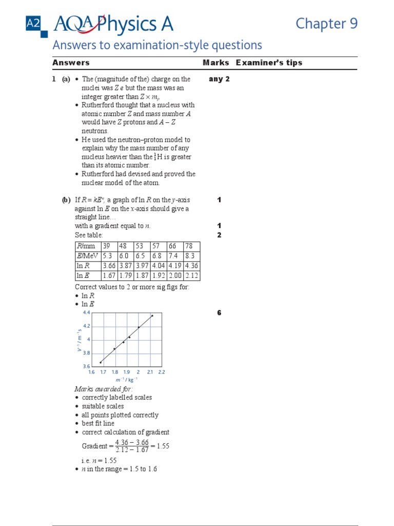 Answers To Examination-Style Questions: Answers Marks Examiner's Tips ...
