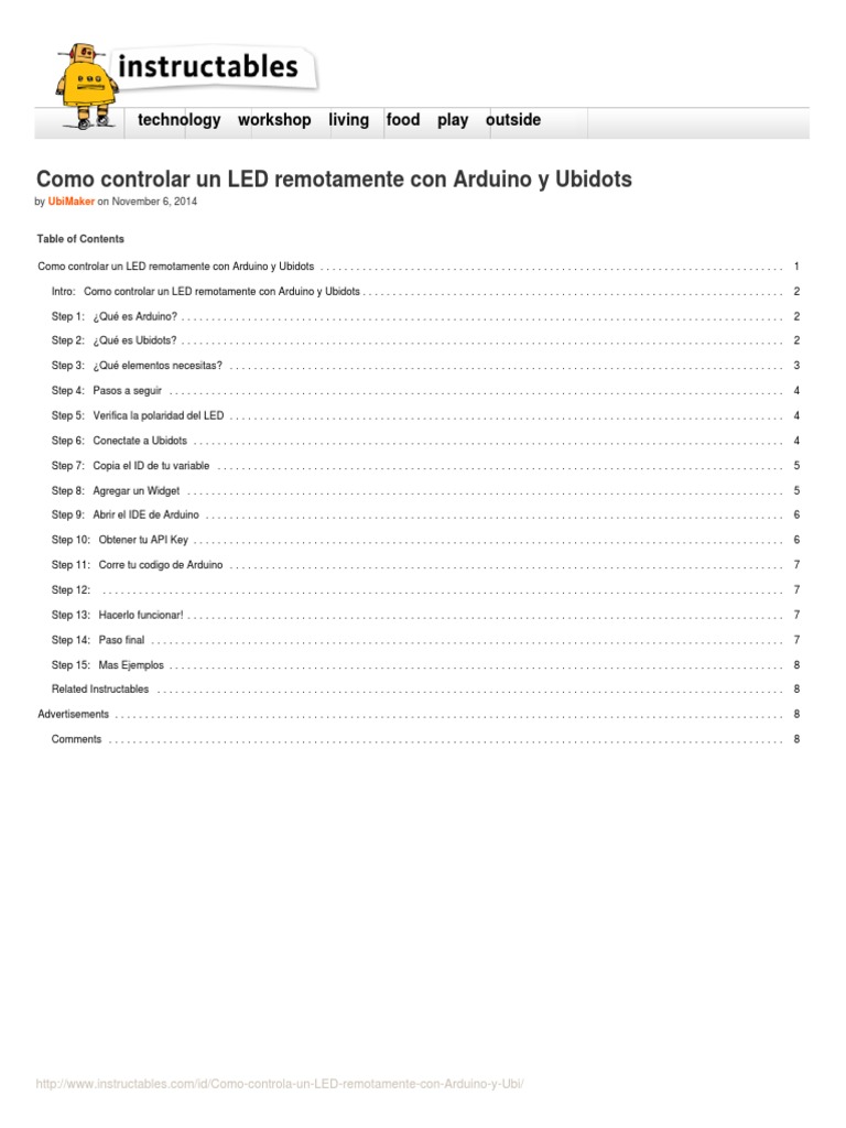 Como Controla Un LED Remotamente Con Arduino y Ubi | PDF | Arduino | Computación en la nube