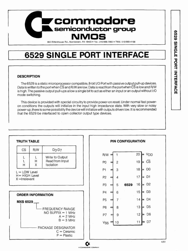 Mos 6529 Spi | PDF | Input/Output | Electronic Circuits