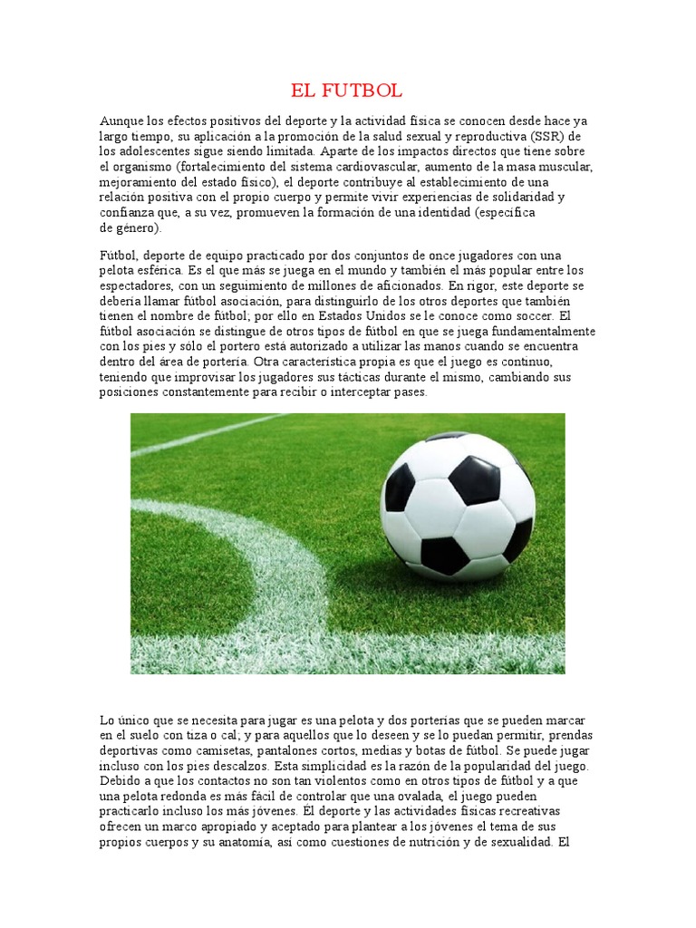 El Futbol - Periodico Mural | PDF | Asociación de Futbol | Deportes
