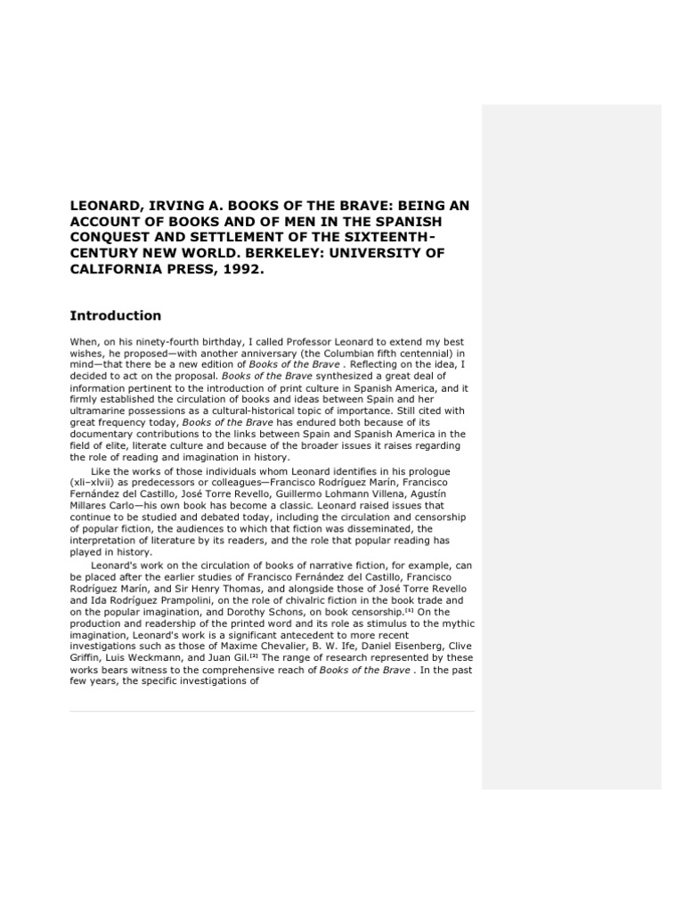 Leonard Books of The Brave | PDF | Chivalry | Spanish Inquisition