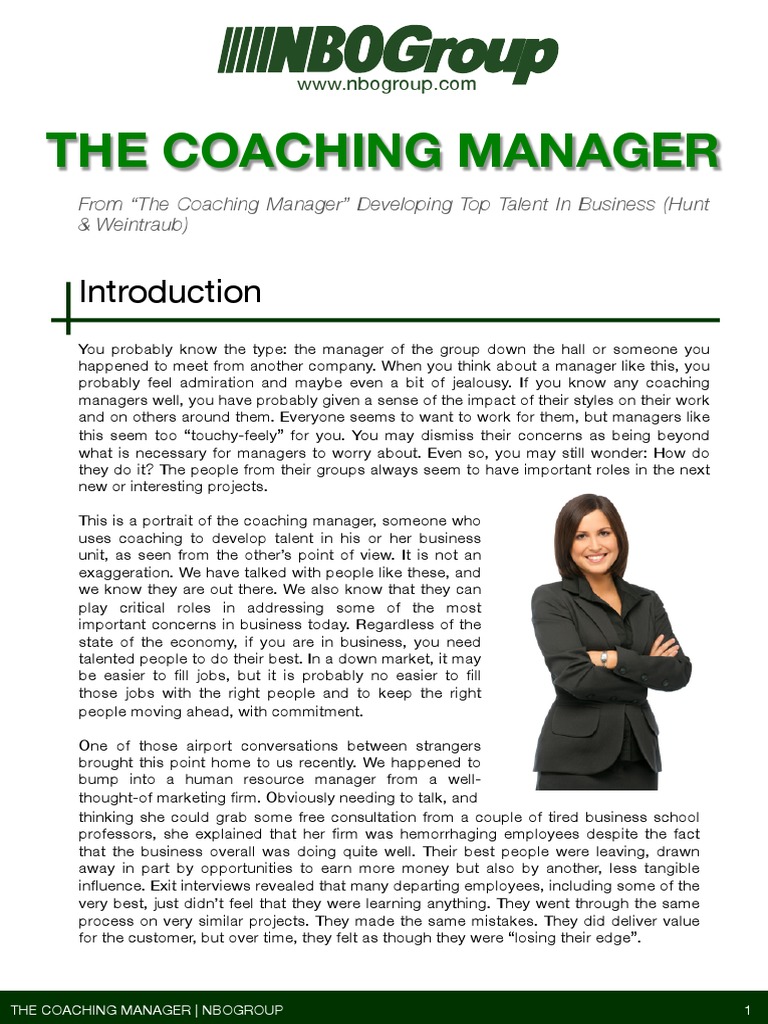 From "The Coaching Manager" Developing Top Talent in Business (Hunt ...
