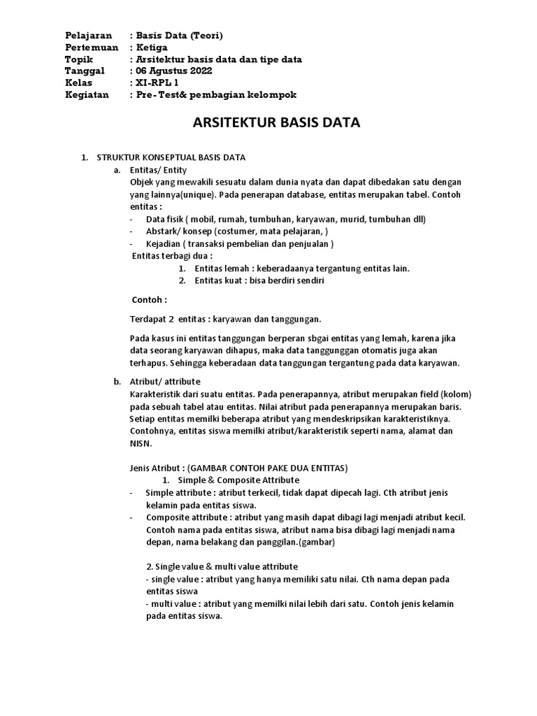 Struktur Basis Data Beserta Tipe Datanya | PDF