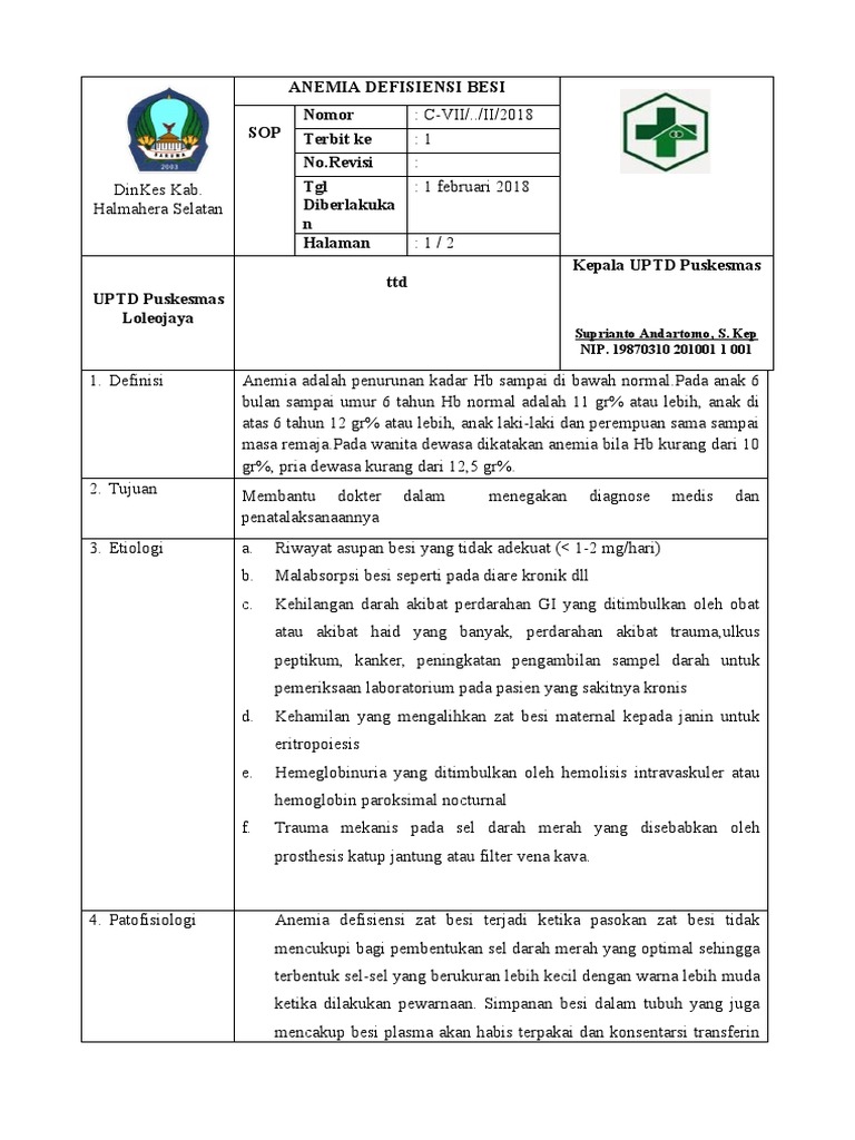 Sop Anemia | PDF