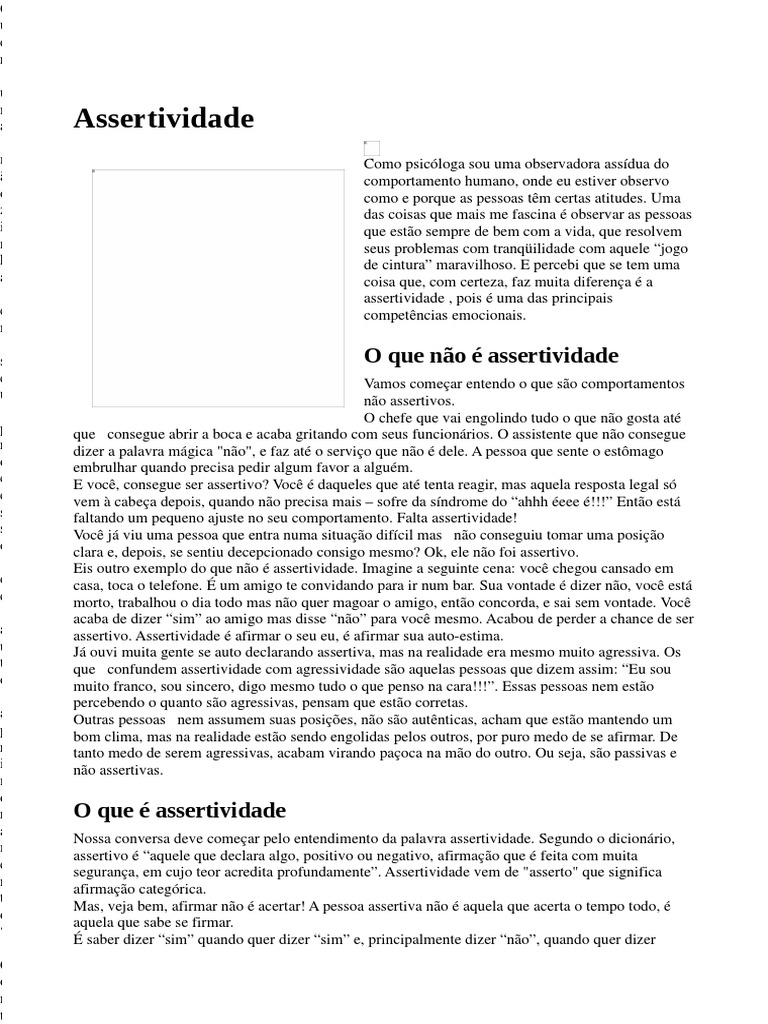 texto da Assertividade (1) | PDF | Autoestima | Tempo