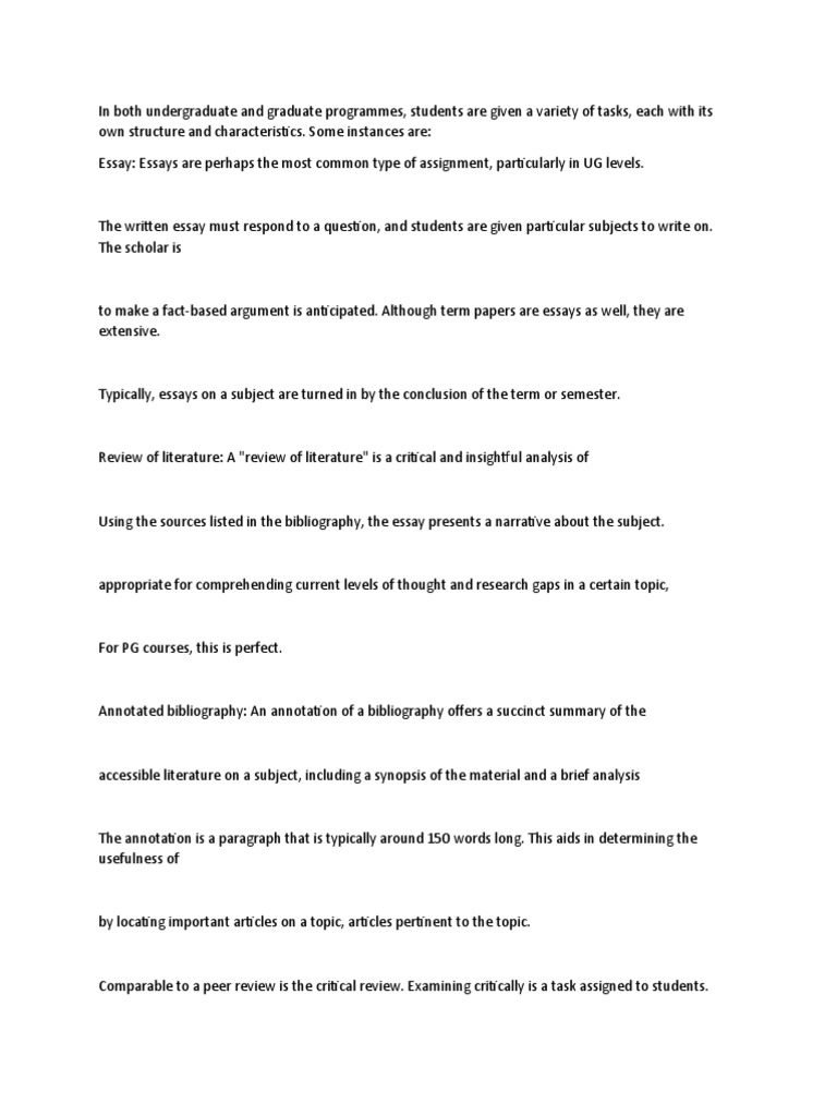 Types of Assignment | PDF | Essays | Learning