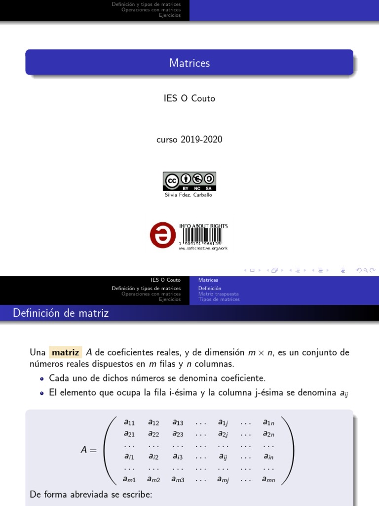 Matrices Clase | PDF | Matriz (Matemáticas) | Álgebra