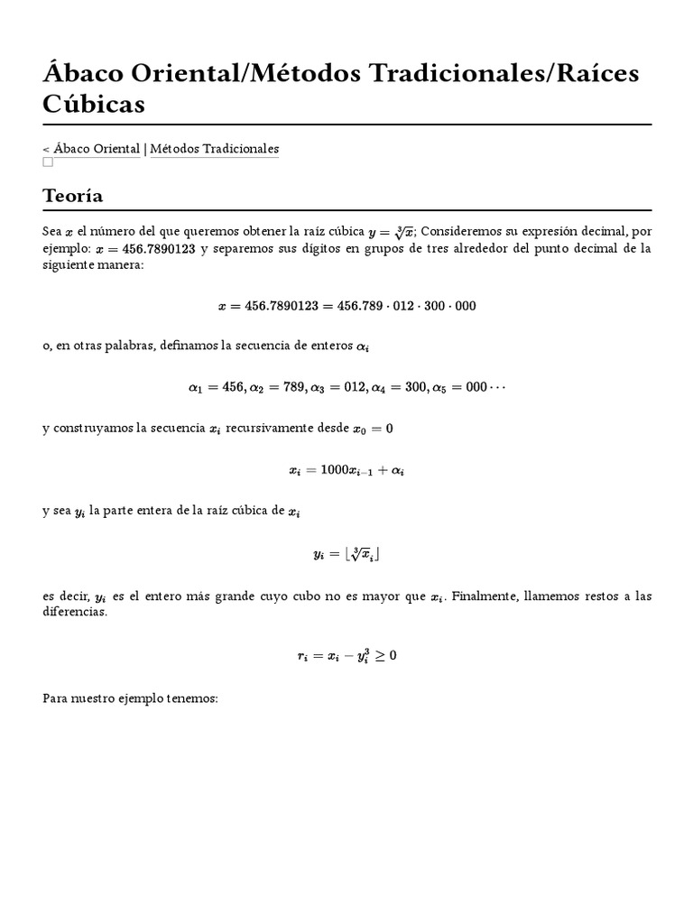 Raíces Cúbicas | PDF | División (Matemáticas) | Análisis numérico