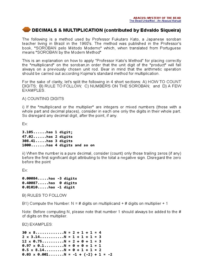 DECIMALS & MULTIPLICATION | PDF | Multiplication | Decimal