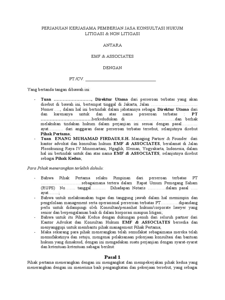 Draft Perjanjian Kerjasama | PDF