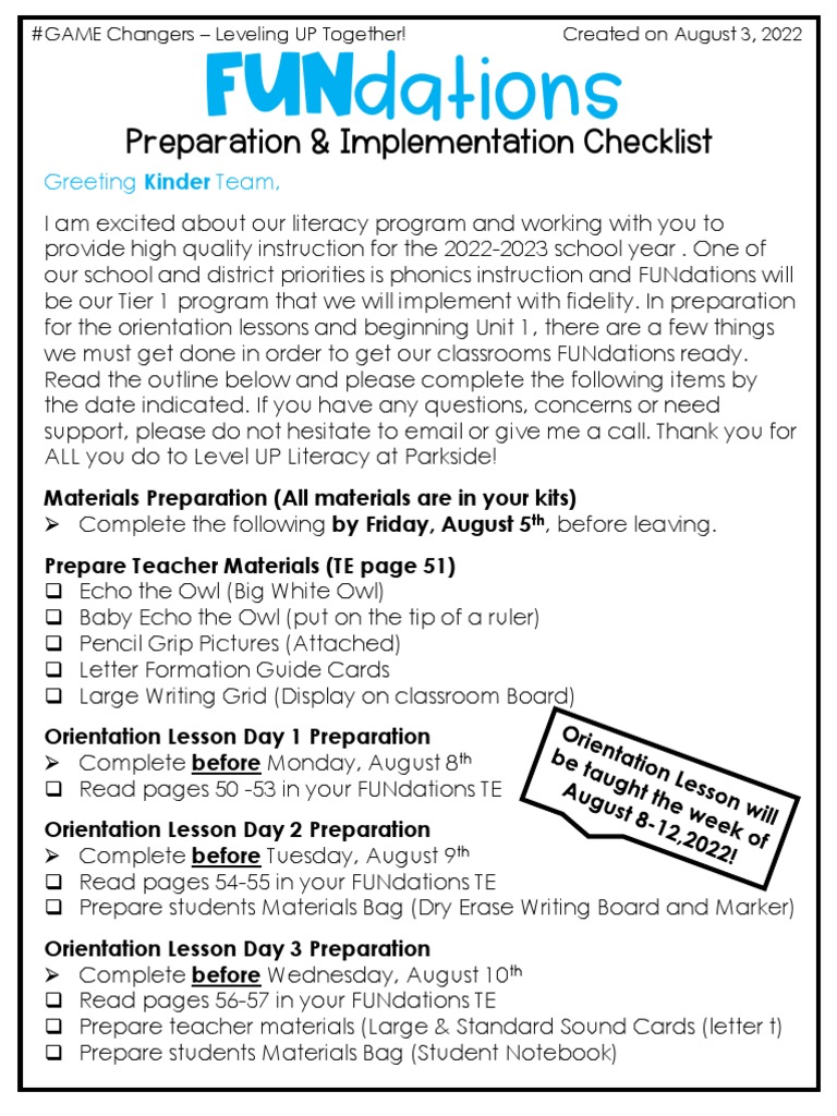Fundations Preparation and Implementation 2022 | PDF | Phonics | Literacy