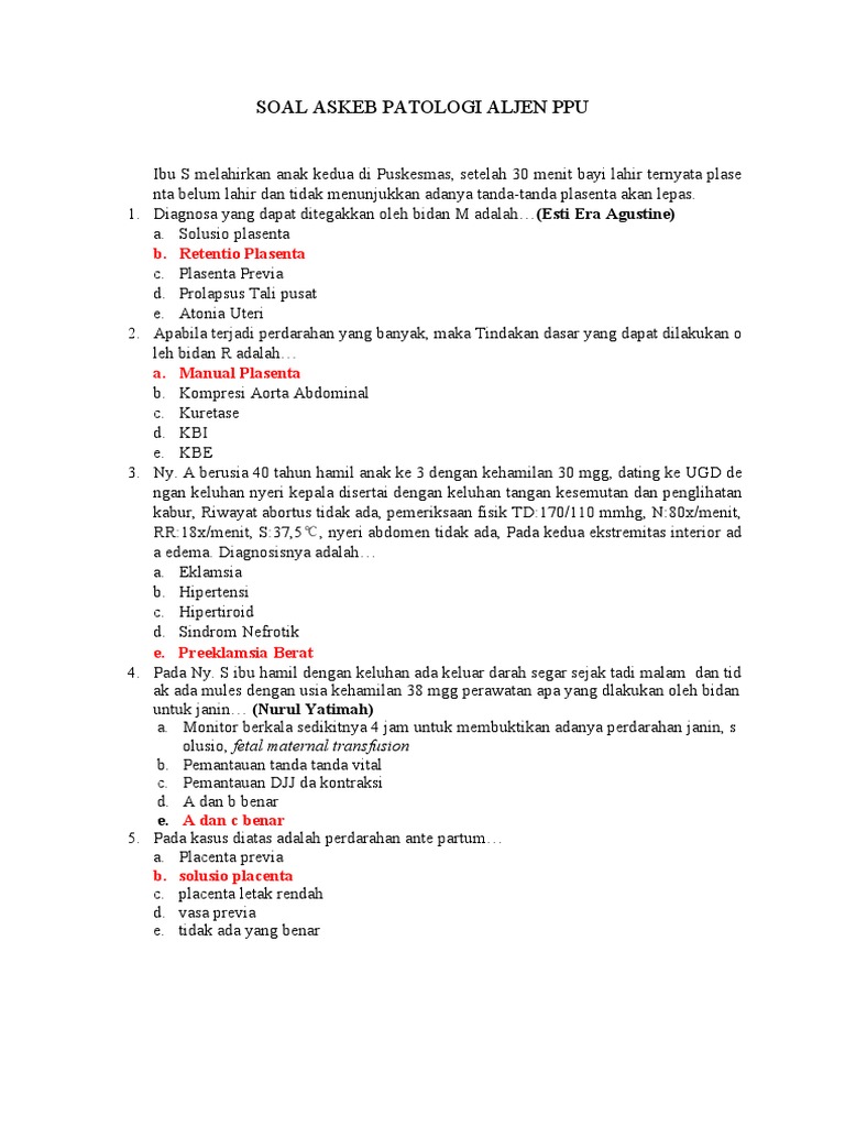 SOAL ASKEB PATOLOGI ALJEN PPu | PDF