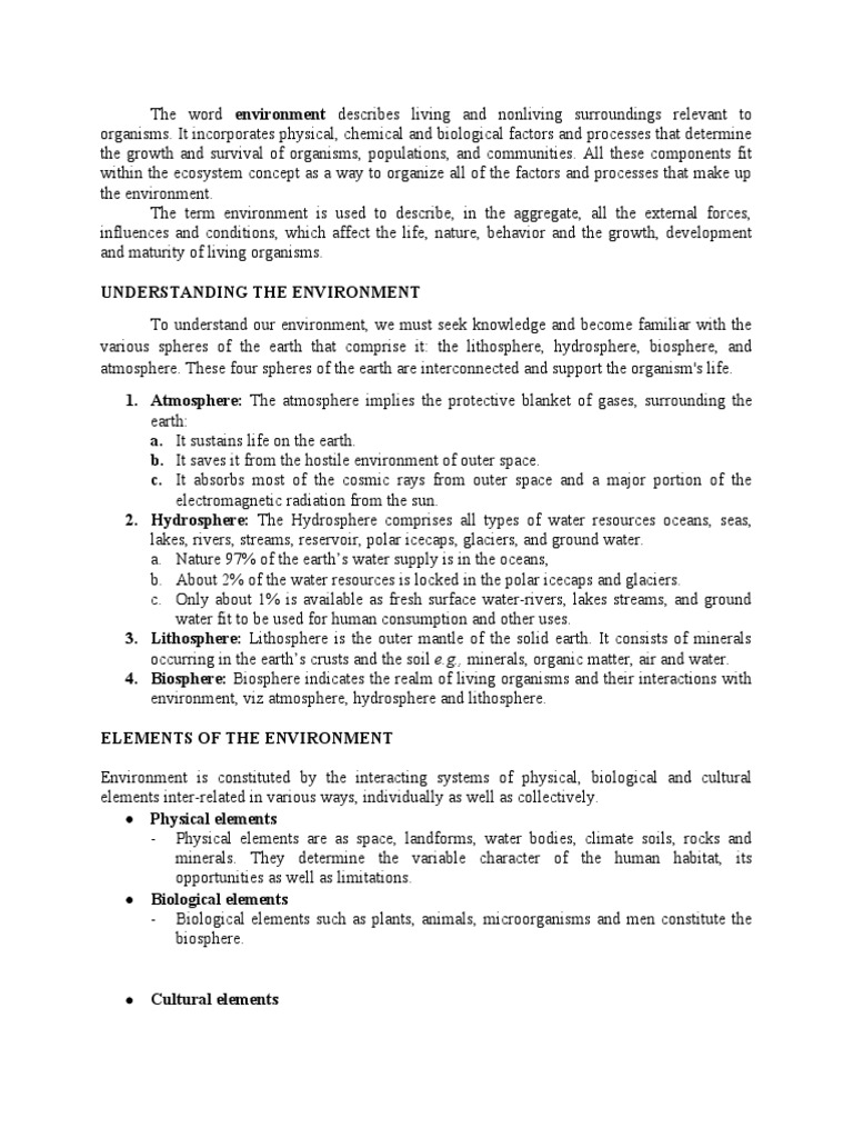 Introduction to Environmental Science Script | PDF | Natural ...