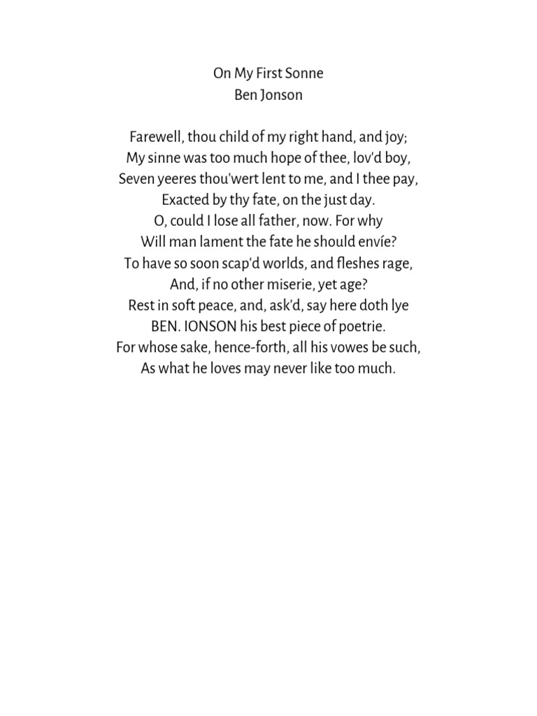 On My First Sonne | PDF