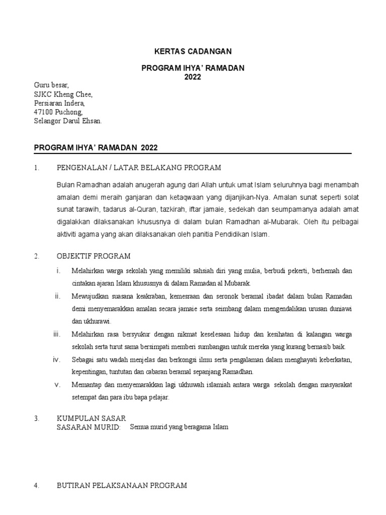 Program Ihya' Ramadan 2022 | PDF