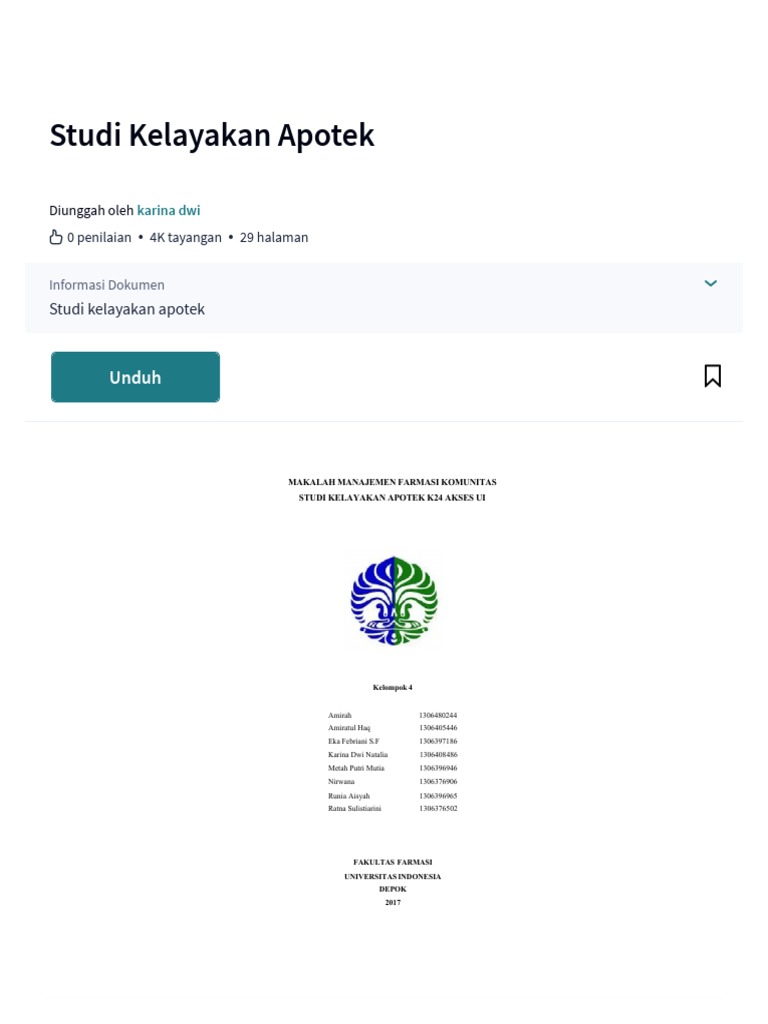 Studi Kelayakan Apotek PDF | PDF