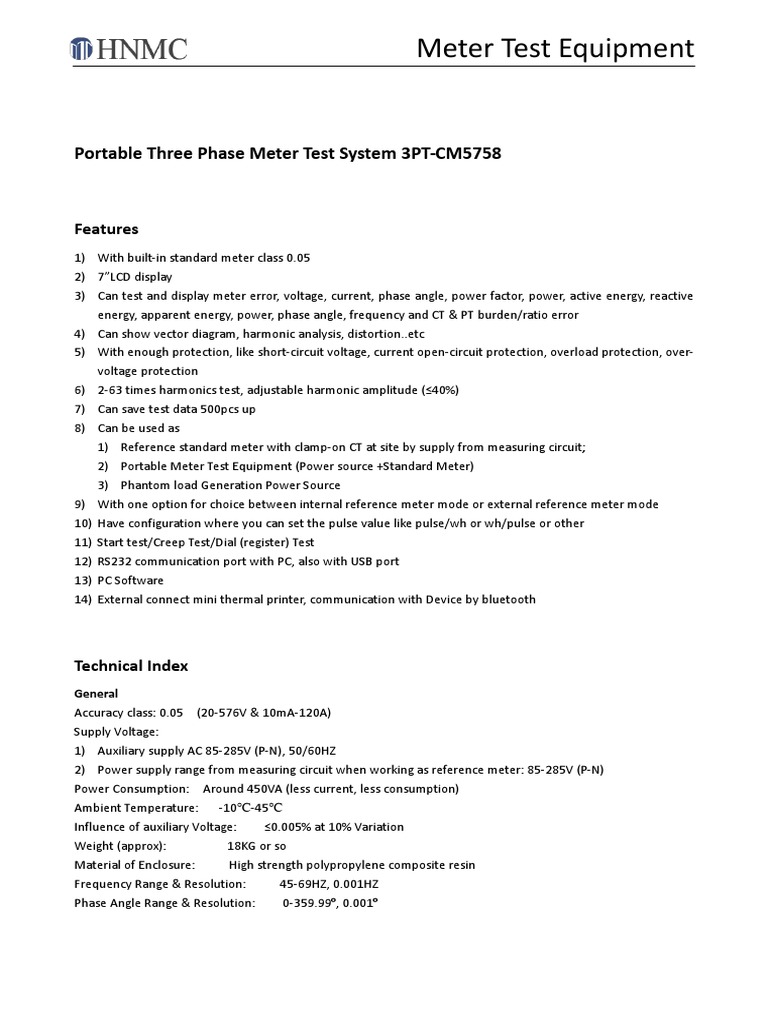 Portable Three Phase Meter Test System | PDF | Power Supply | Computer ...