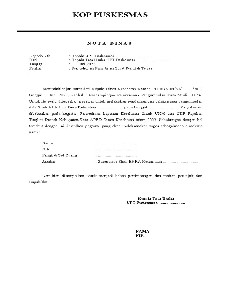 CONTOH NOTA DINAS Dan SPT SUPERVISOR | PDF